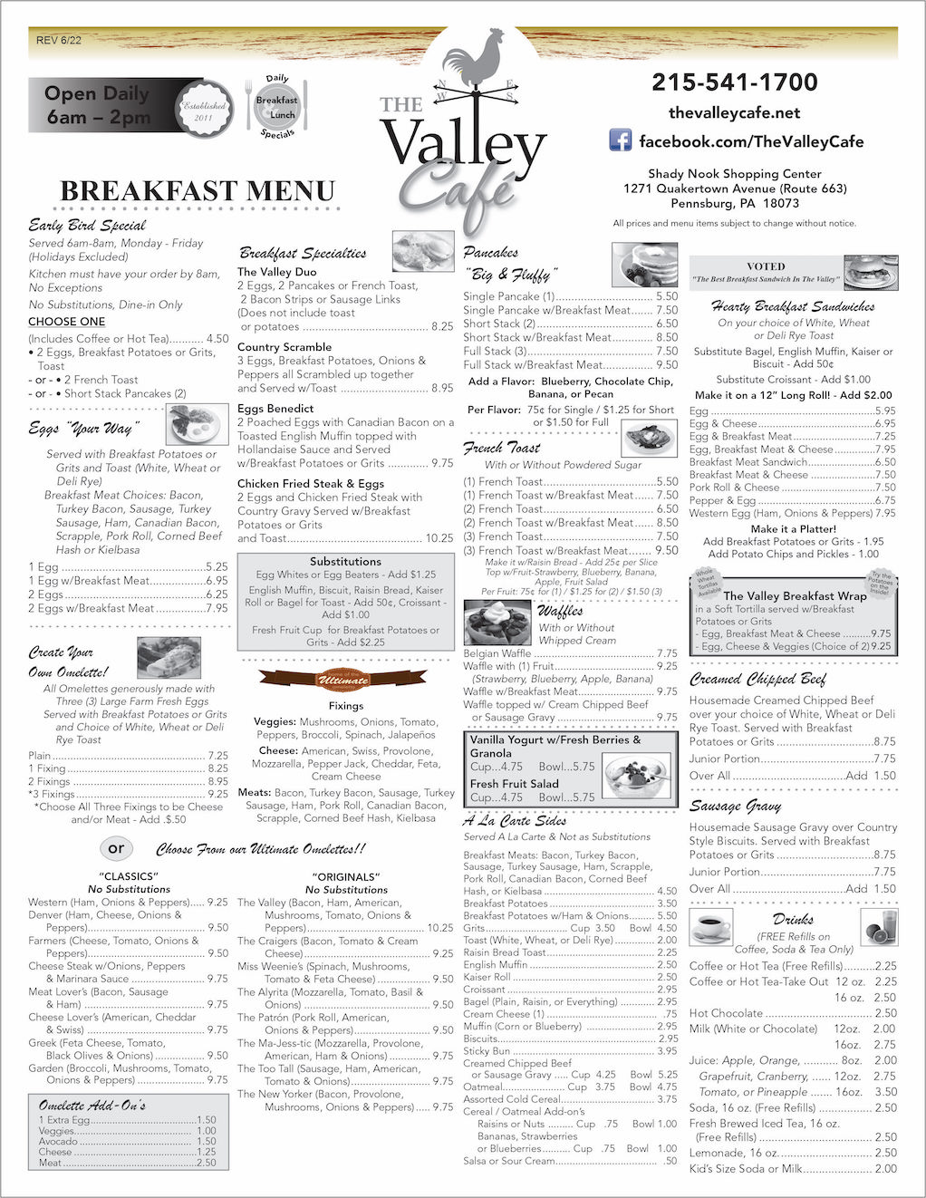 Breakfast Menu - The Valley Cafe