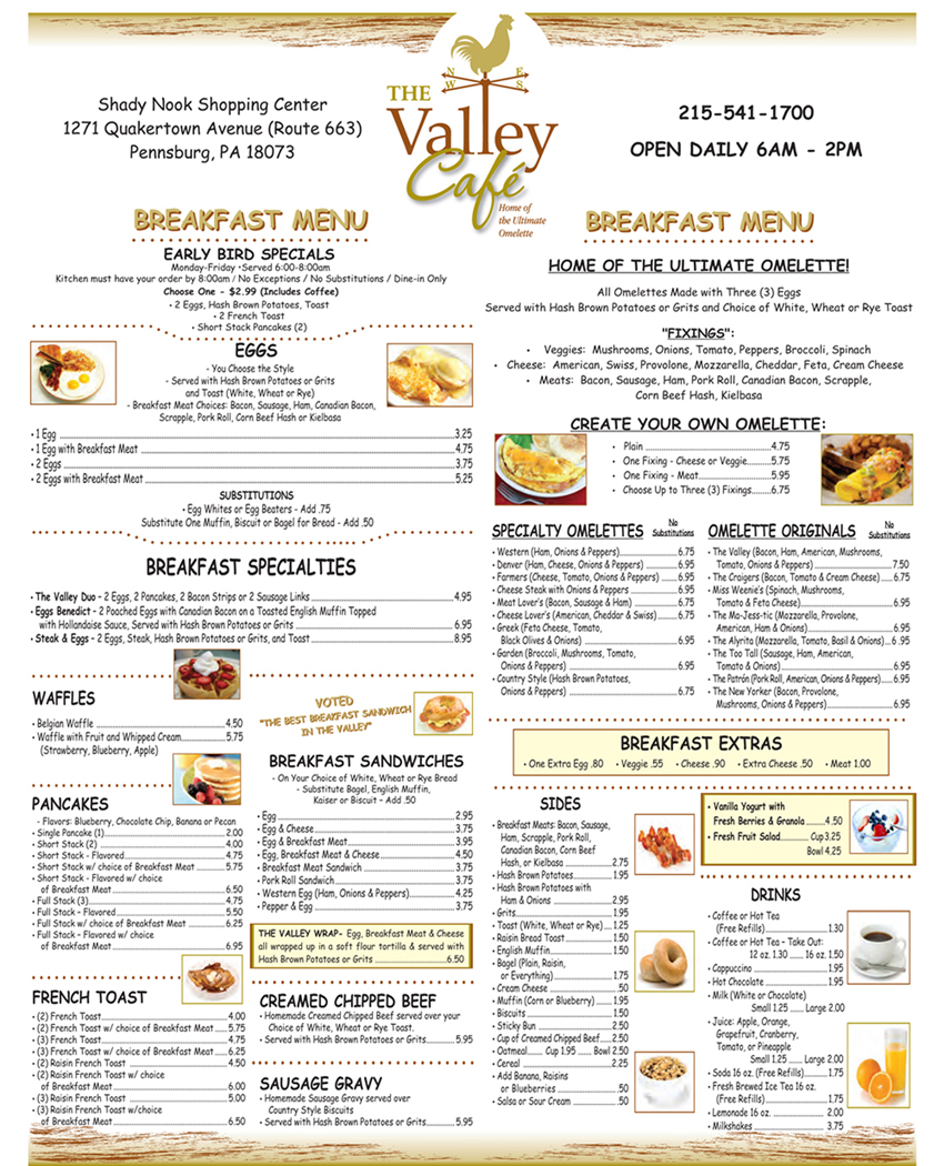 Breakfast Menu - The Valley Cafe